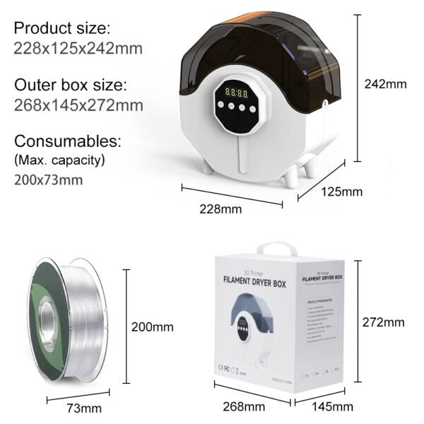 Kingroon 3D Filament Dryer Box, filament drying box - Kingroon