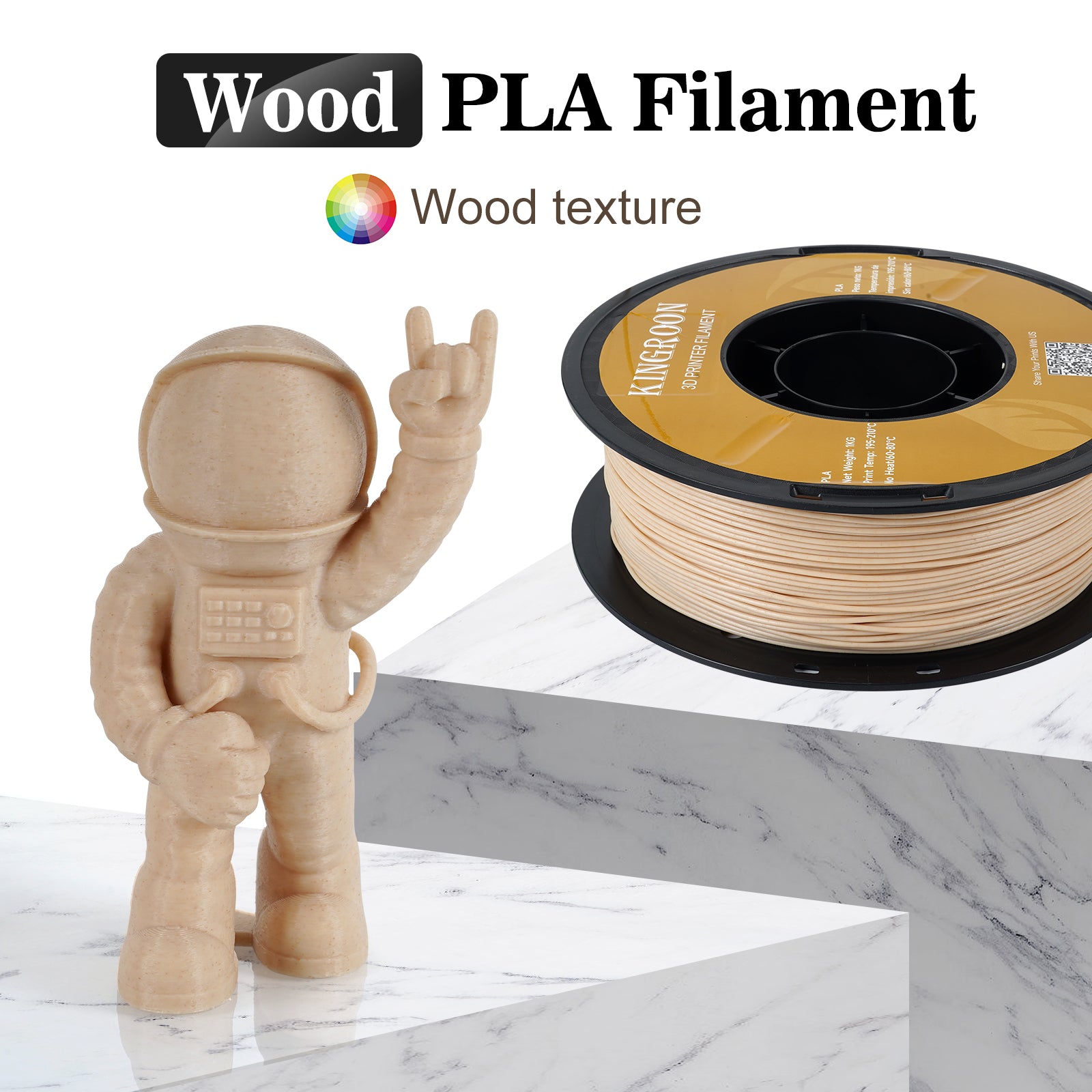 【2KG Pack】Wood Filament/woodfill filament, wood PLA- Kingroon