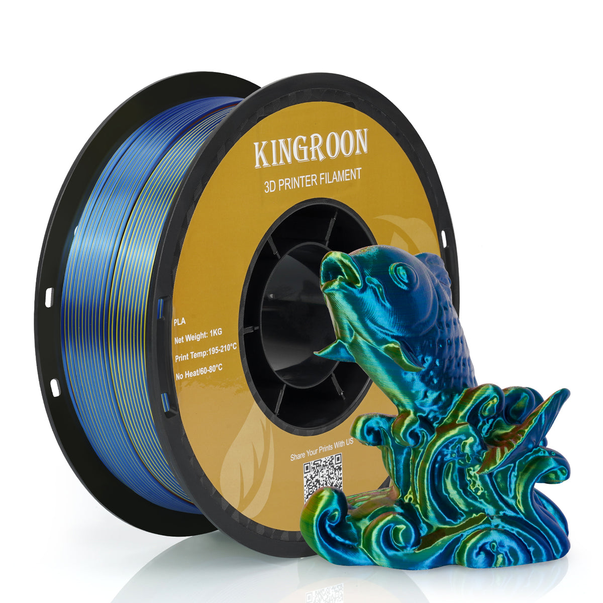 【2KG Pack】Tri-Color Silk PLA Filament - Yellow / Red / Blue — Kingroon 3D